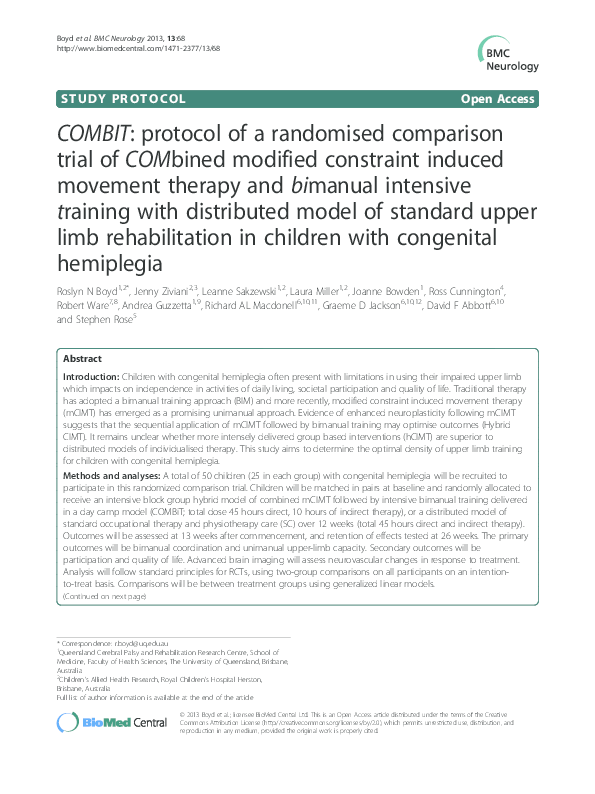 (PDF) COMBIT: protocol of a randomised comparison trial of COMbined ...