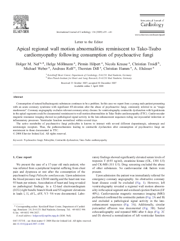 (PDF) Apical regional wall motion abnormalities reminiscent to Tako ...