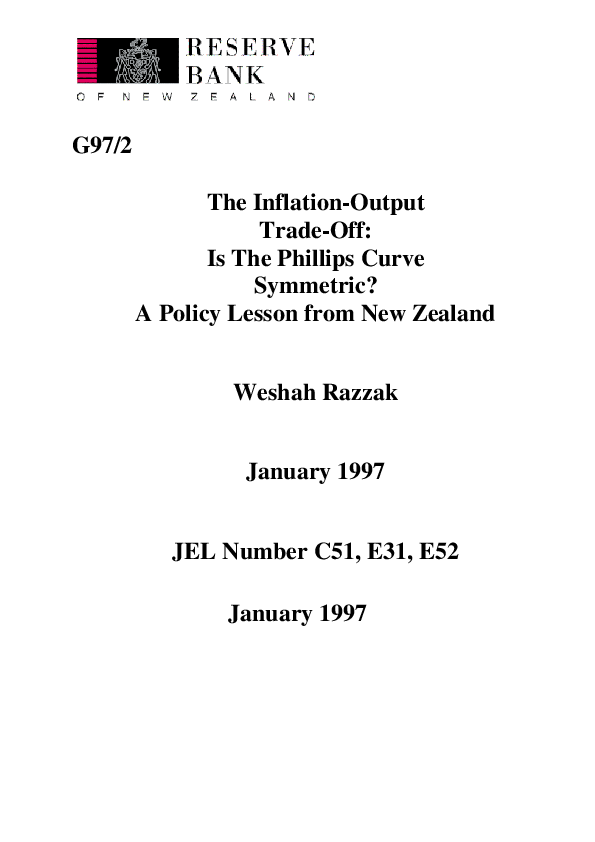 (PDF) The Inflation-Output Trade-Off: Is the Phillips Curve symmetric ...