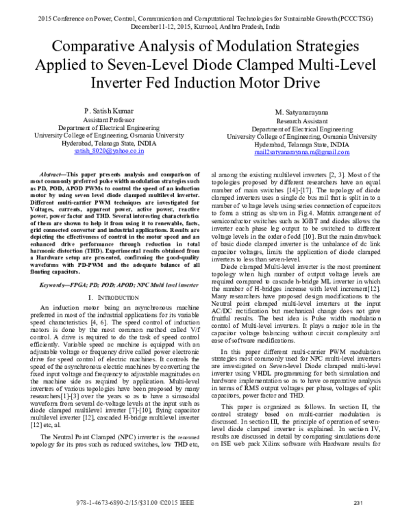(PDF) Comparative Analysis of Modulation Strategies Applied to Seven-Level Diode Clamped Multi ...