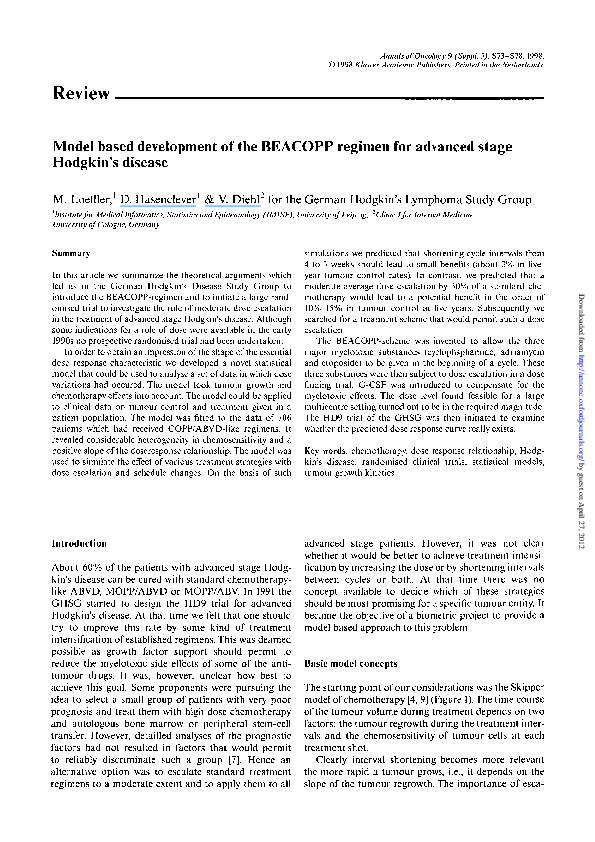 (PDF) Model based development of the BEACOPP regimen for advanced stage ...
