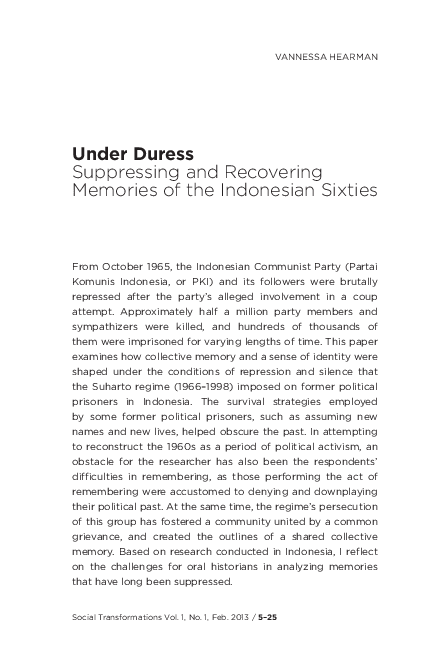 (PDF) Under Duress: Suppressing and Recovering Memories of the ...