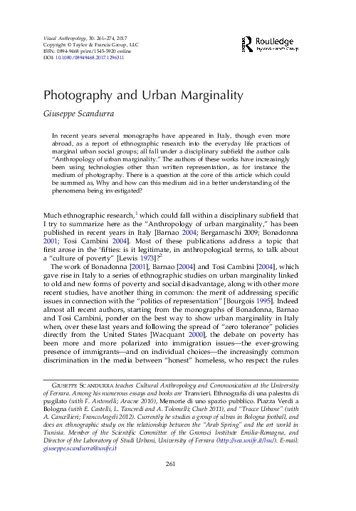 (PDF) Photography and Urban Marginality (numero 30 di Visual Anthropology)