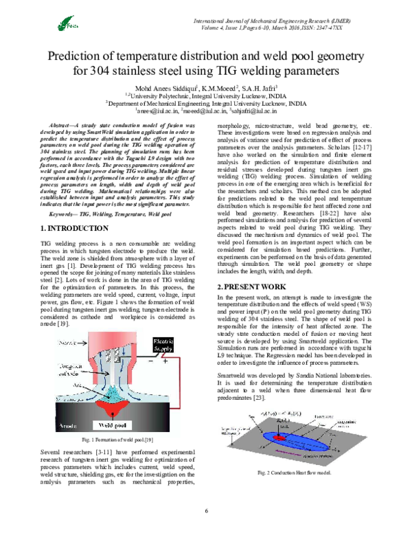 (PDF) Prediction of temperature distribution and weld pool geometry for 304 stainless steel ...