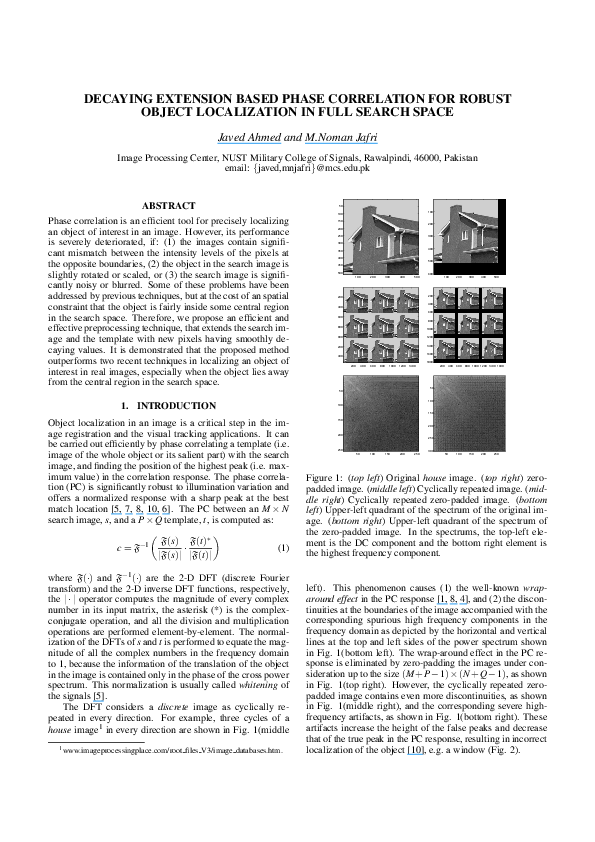 (PDF) Decaying extension based phase correlation for robust object localization in full search space