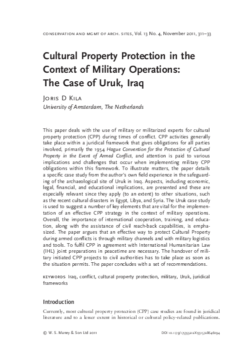 (PDF) Cultural Property Protection in the Context of Military ...