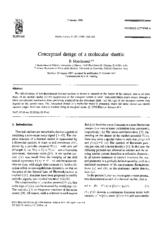(PDF) Conceptual design of a molecular shuttle (PDF) Conceptual design of a molecular shuttle