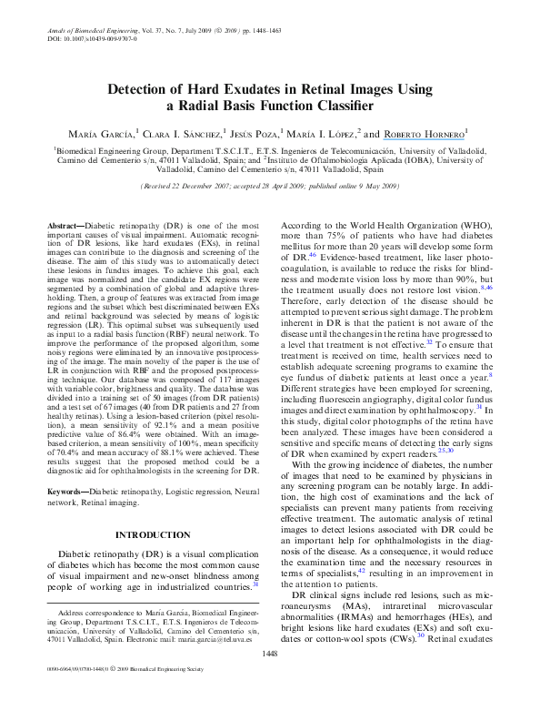 Pdf Automated Hard Exudate Detection In Retinas