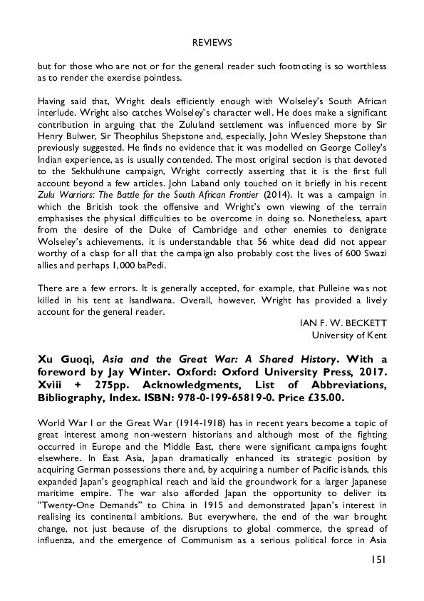 (PDF) Michael Charney Review of Xu Guoqi, Asia and the Great War: A ...