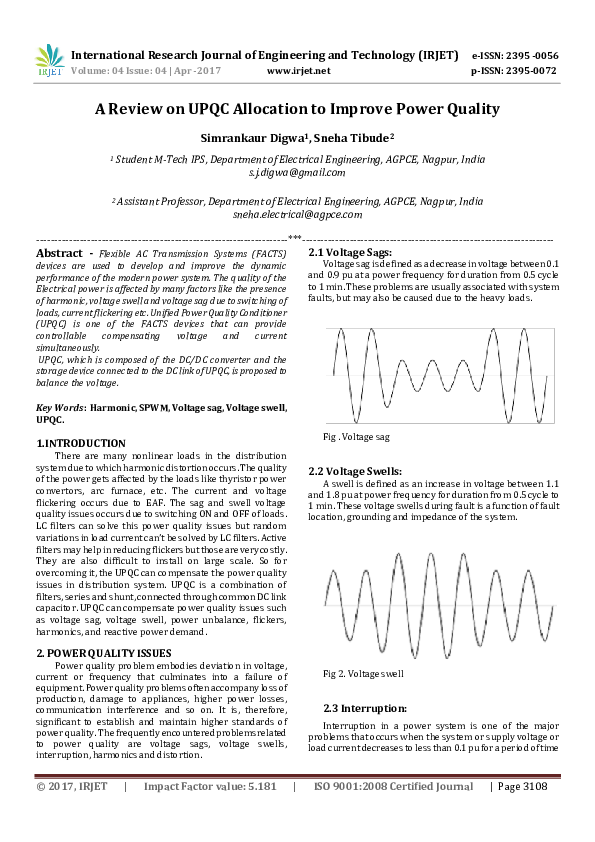 (PDF) A Review on UPQC Allocation to Improve Power Quality