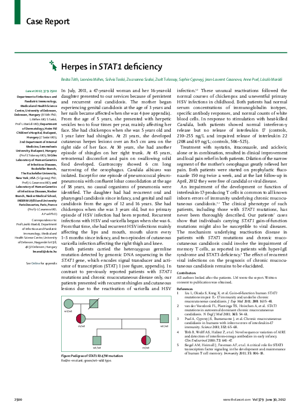 Pdf Herpes In Stat1 Gain Of Function Mutation