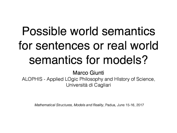 (PDF) Possible World Semantics for Sentences or Real World Semantics for Models
