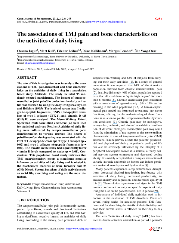 (PDF) The associations of TMJ pain and bone characteristics on the ...