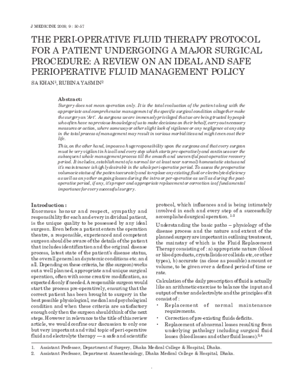 (PDF) The Peri-Operative Fluid Therapy Protocol for A Patient ...