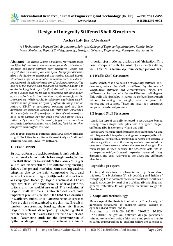 (PDF) Design of Integrally Stiffened Shell Structures