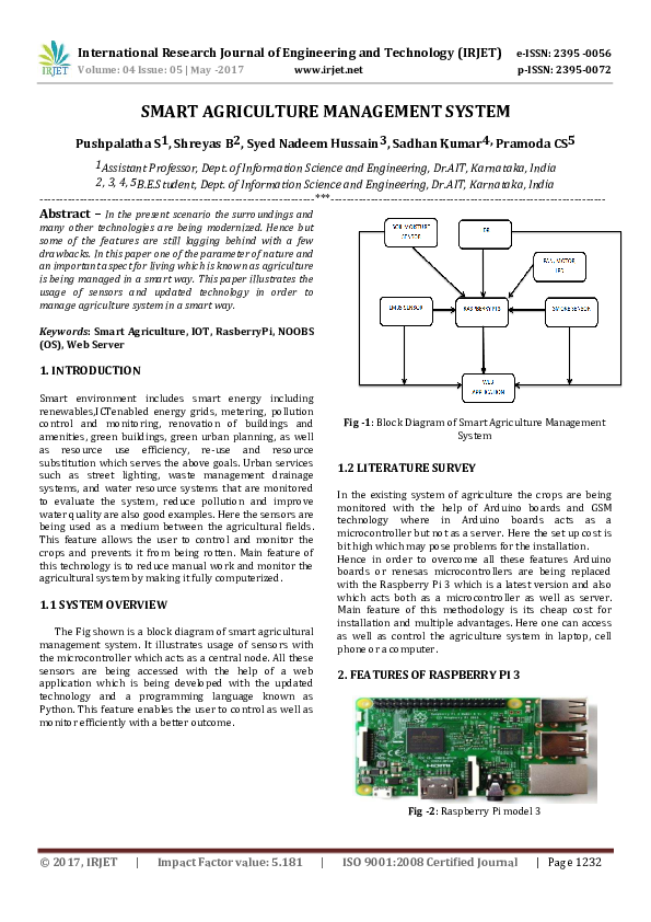 (PDF) SMART AGRICULTURE MANAGEMENT SYSTEM