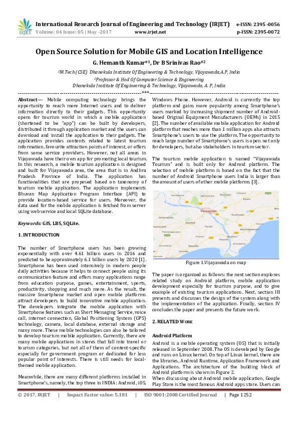(PDF) Open Source Solution for Mobile GIS and Location Intelligence