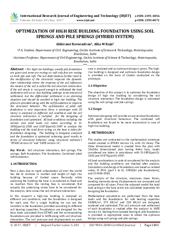 (PDF) OPTIMIZATION OF HIGH RISE BUILDING FOUNDATION USING SOIL SPRINGS ...