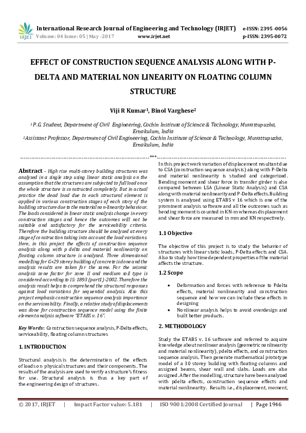 (PDF) Effect of Construction Sequence Analysis Along with P-Delta and ...