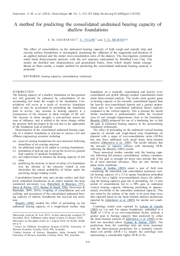 (PDF) A method for predicting the consolidated undrained bearing ...