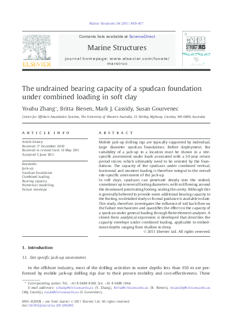 (PDF) The undrained bearing capacity of a spudcan foundation under ...