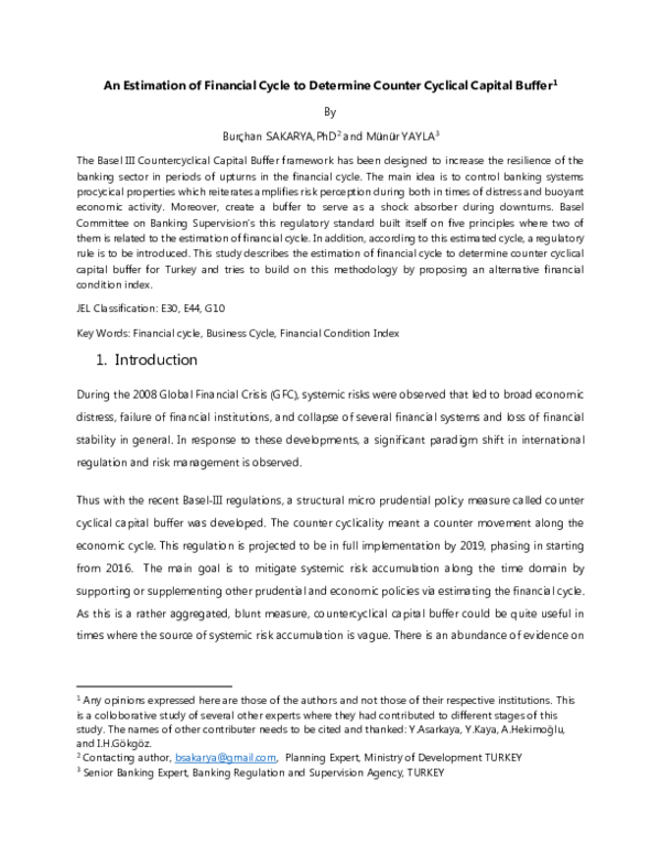 (PDF) An Estimation of Financial Cycle to Determine Counter Cyclical ...