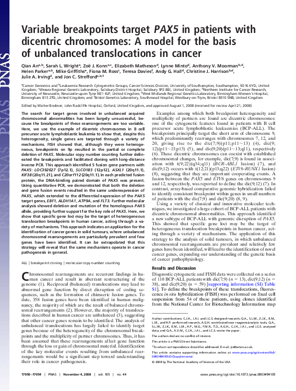 (PDF) Variable breakpoints target PAX5 in patients with dicentric ...