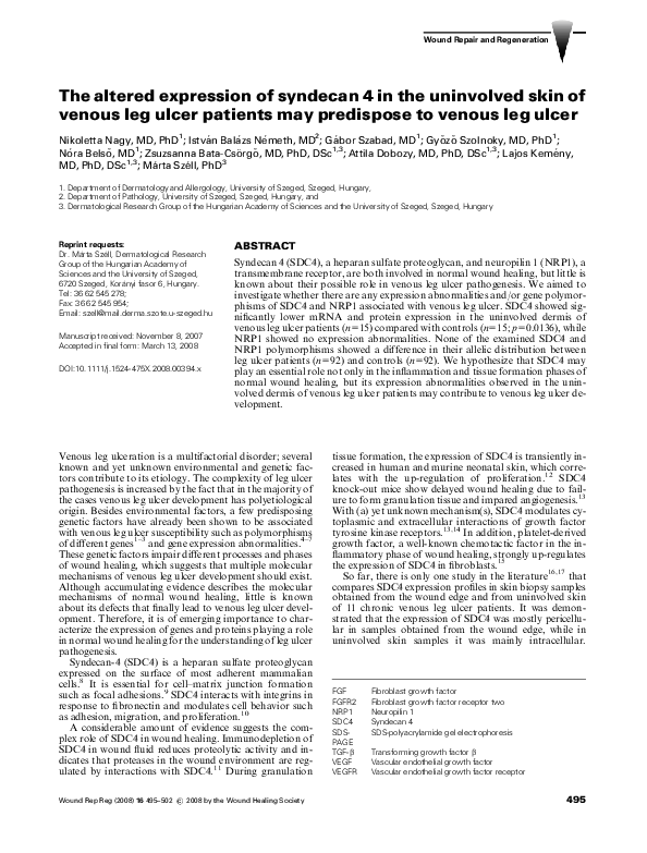 (PDF) The altered expression of syndecan 4 in the uninvolved skin of ...