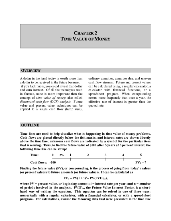 (DOC) CHAPTER 2 TIME VALUE OF MONEY OVERVIEW