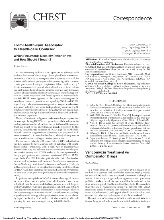 (PDF) Vancomycin Treatment vs Comparator Drugs