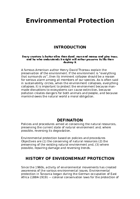 (DOC) Environmental Protection