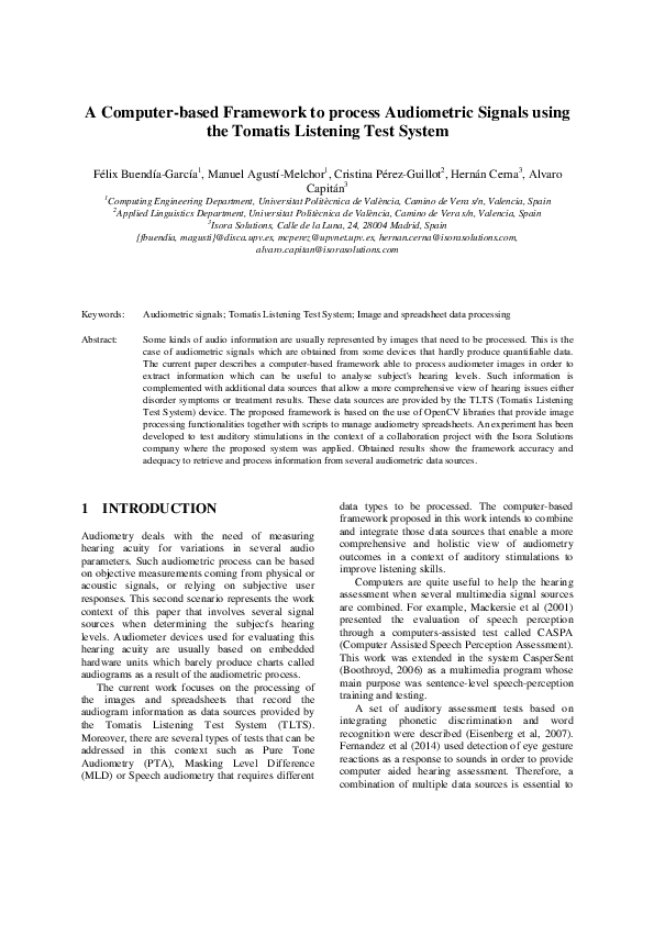 Pdf A Computer Based Framework To Process Audiometric Signals Using The Tomatis Listening Test