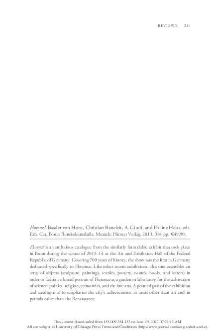(PDF) Florenz!. eds. Baader von Horst, Christian Barteleit, A. Giusti ...