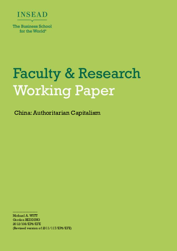 (PDF) China: Authoritarian Capitalism