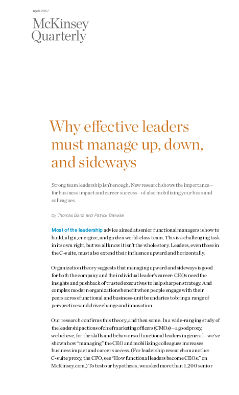 (PDF) Why Effective Leaders Must Manage Up Down And Sideways (McKinsey Quarterly)