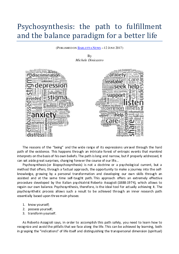 (PDF) Psychosynthesis: the path to fulfillment and the balance paradigm ...