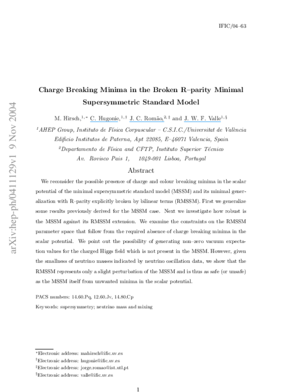 (PDF) Charge Breaking Minima in the Broken R-parity Minimal ...