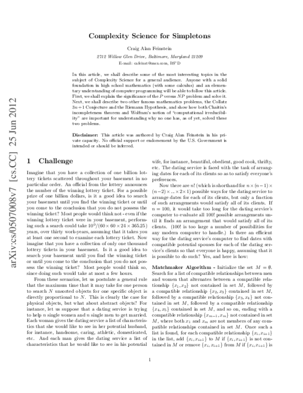 (PDF) Complexity Science for Simpletons