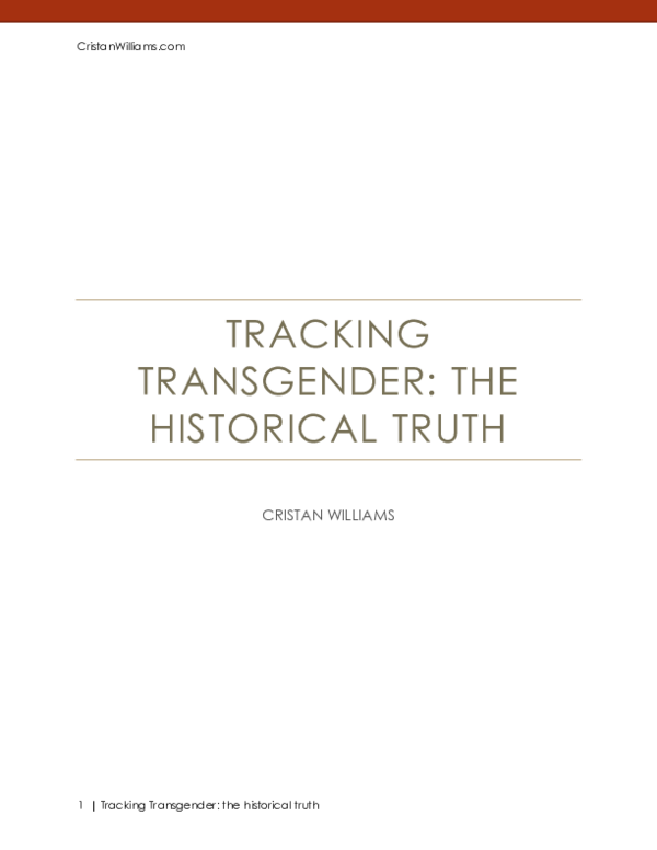 (PDF) Tracking Transgender: The Historical Truth
