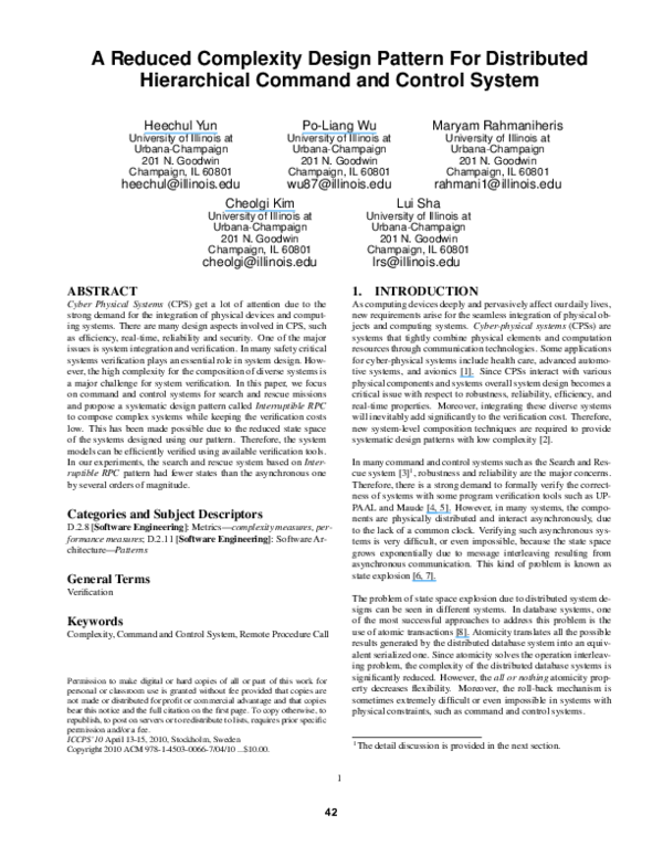(PDF) A reduced complexity design pattern for distributed hierarchical ...