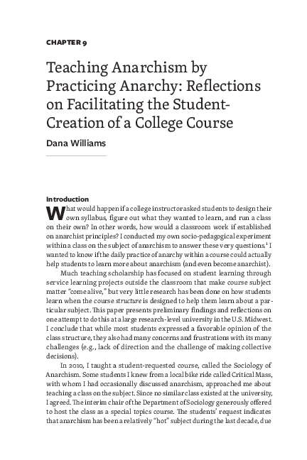 (PDF) Teaching Anarchism by Practicing Anarchy: Reflections on ...