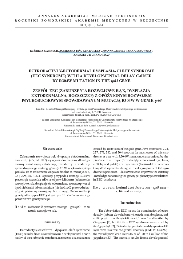 Pdf Ectrodactyly Ectodermal Dysplasia With Cleft Palate A Case Report Ijsrp Journal