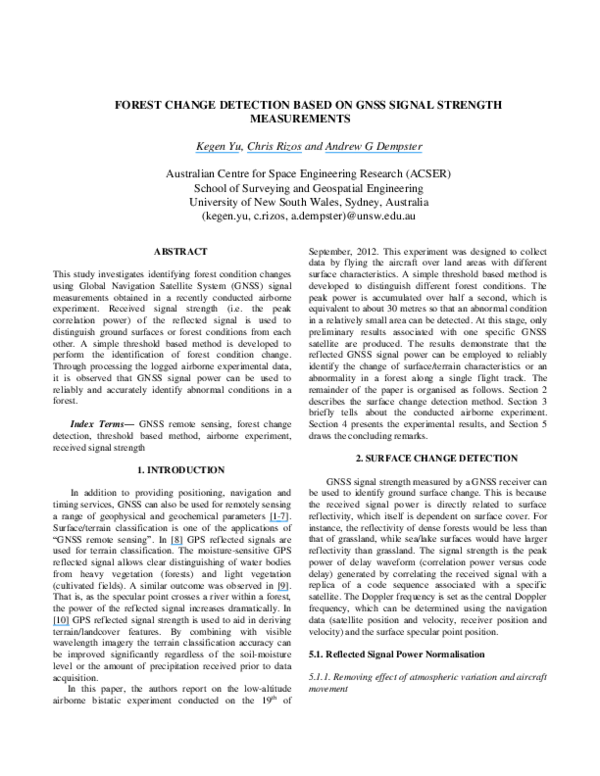 (PDF) Forest change detection based on GNSS signal strength measurements
