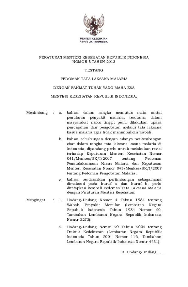 (PDF) PEDOMAN MALARIA