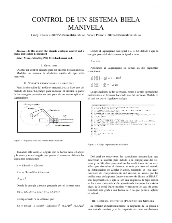 (PDF) CONTROL DE UN SISTEMA BIELA MANIVELA