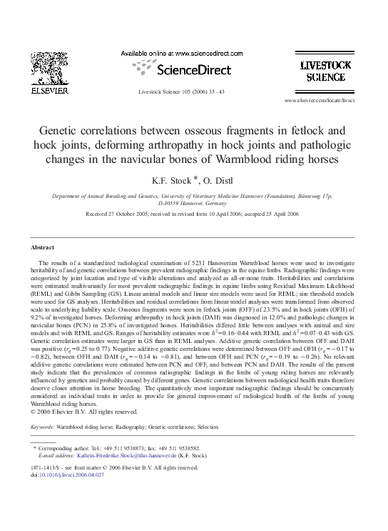 (PDF) Genetic correlations between osseous fragments in fetlock and ...