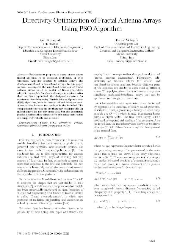 (PDF) Directivity Optimization of Fractal Antenna Arrays Using PSO ...