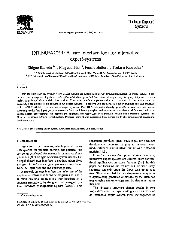 (PDF) INTERFACER: A user interface tool for interactive expert-systems