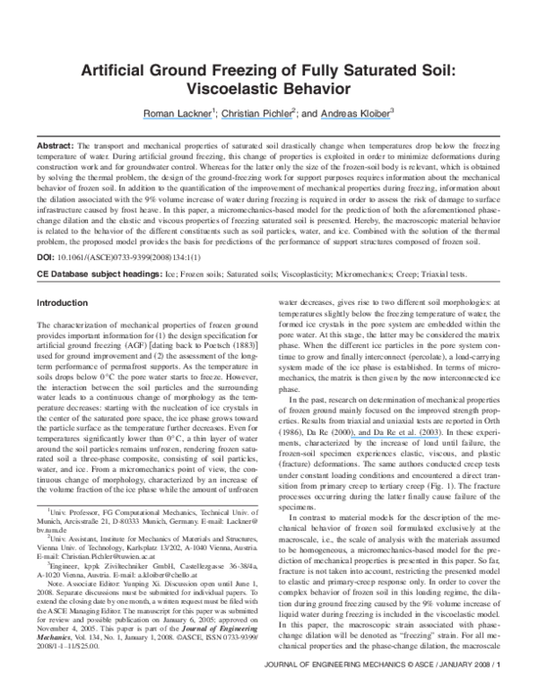 (PDF) Artificial Ground Freezing of Fully Saturated Soil: Viscoelastic ...