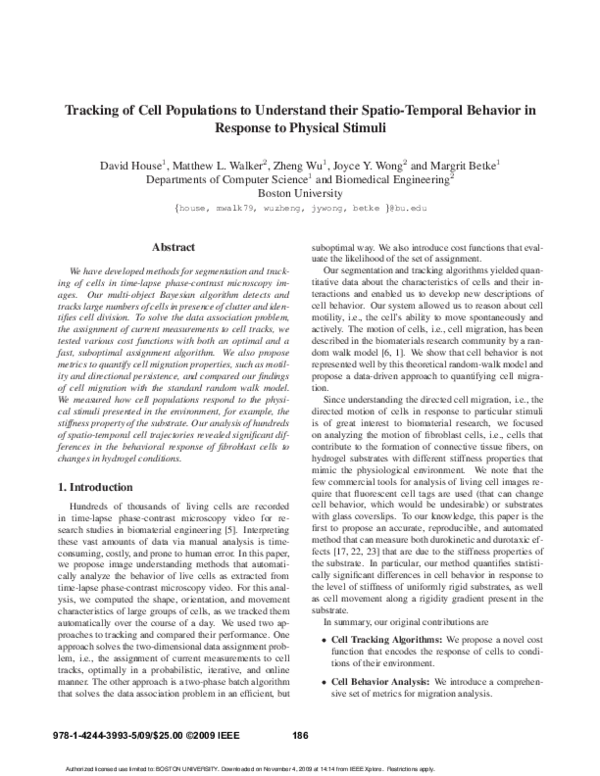 (PDF) Simulation and tracking of fractional particles motion. From microscopy video to ...